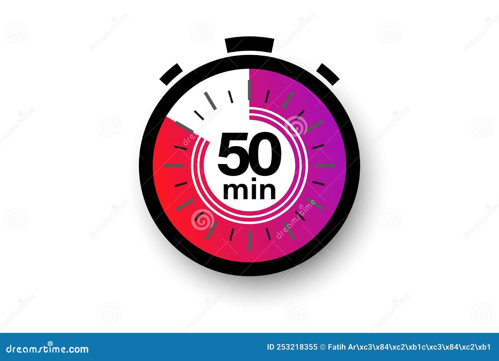 50 Minutes Timer. Stopwatch Symbol in Flat Style. Editable Isolated ...