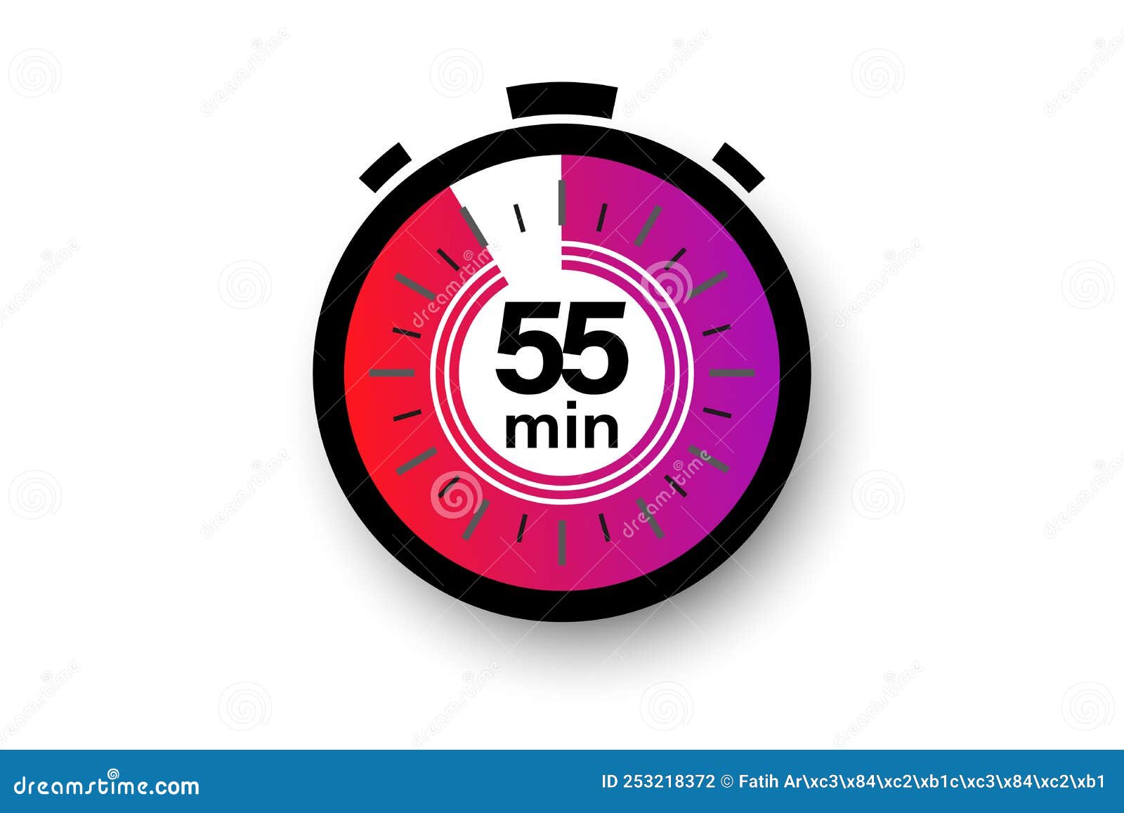 55 Minutes Timer. Stopwatch Symbol in Flat Style. Editable Isolated ...