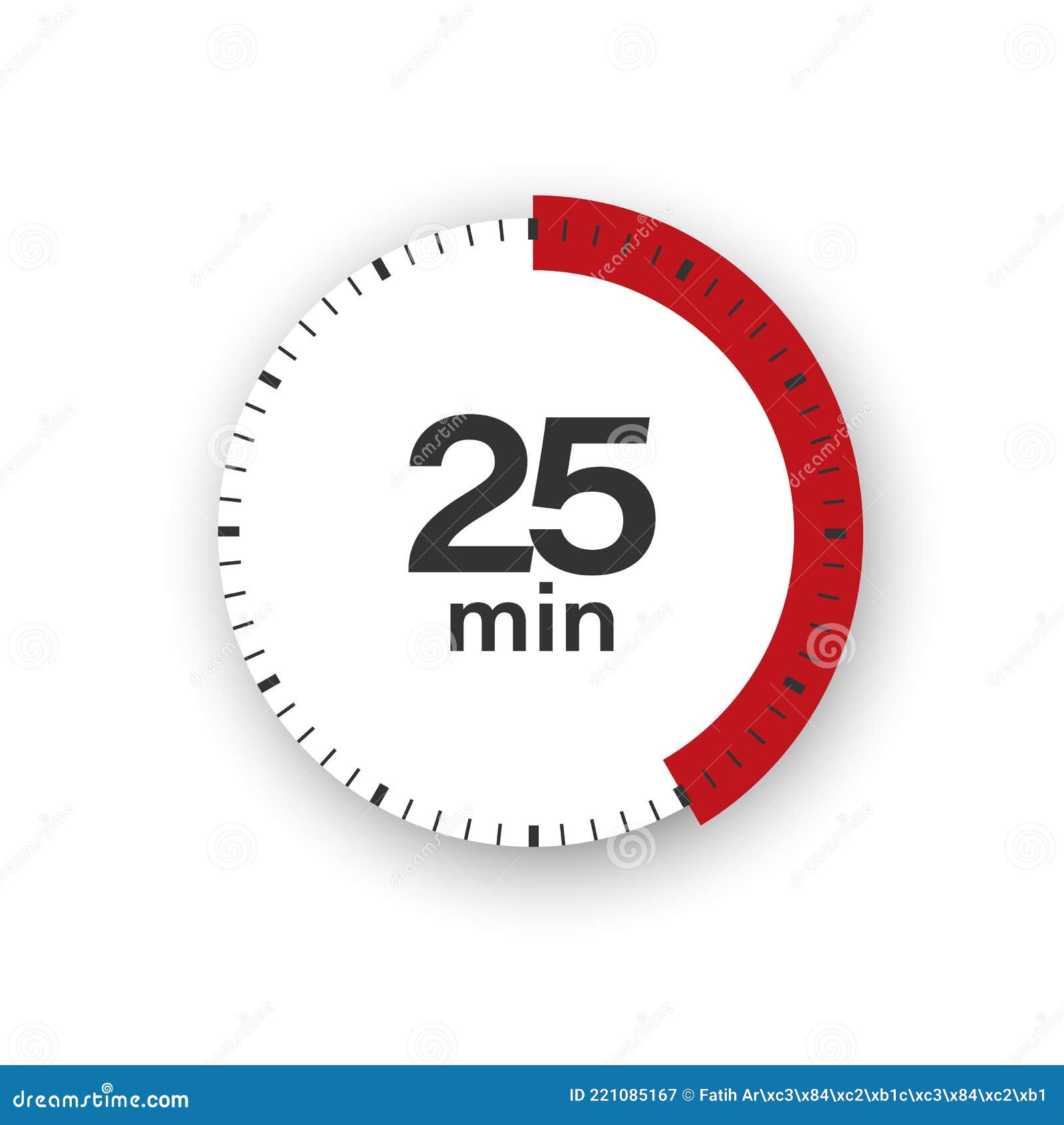 25 Minutes Timer. Stopwatch Symbol in Flat Style. Editable Isolated ...