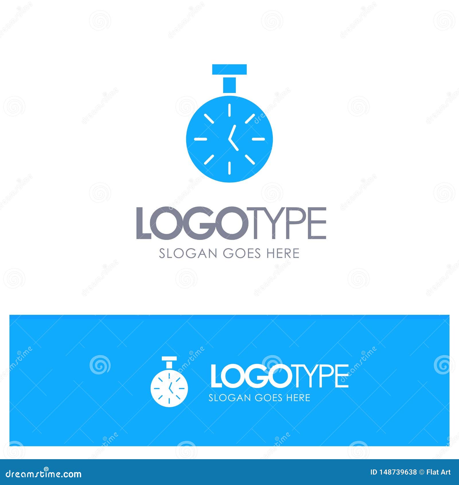 Stopwatch, Time, Timer, Count Blue Solid Logo with Place for Tagline ...