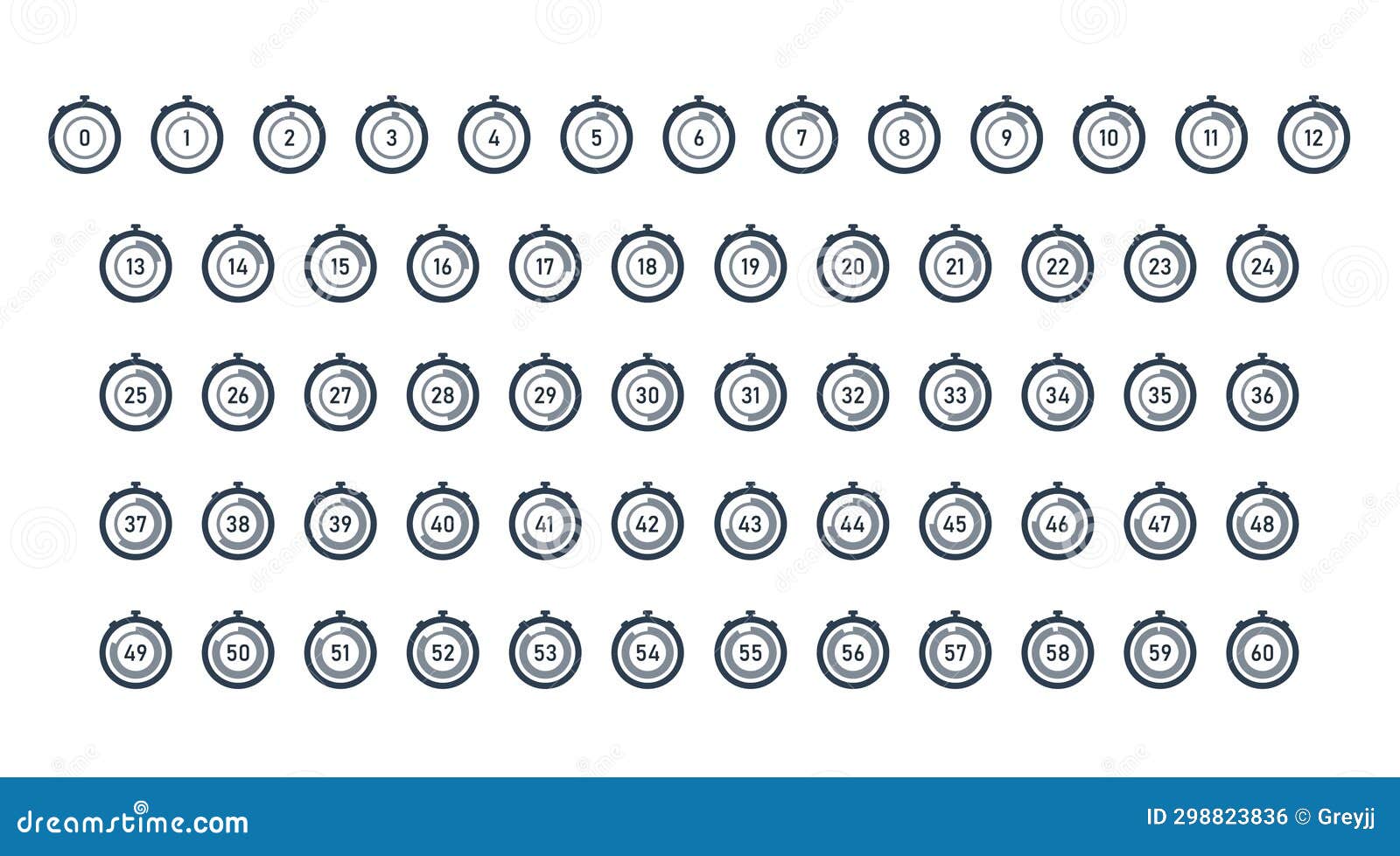 Timer Countdown With Minutes And Seconds Icons Stopwatch Digital