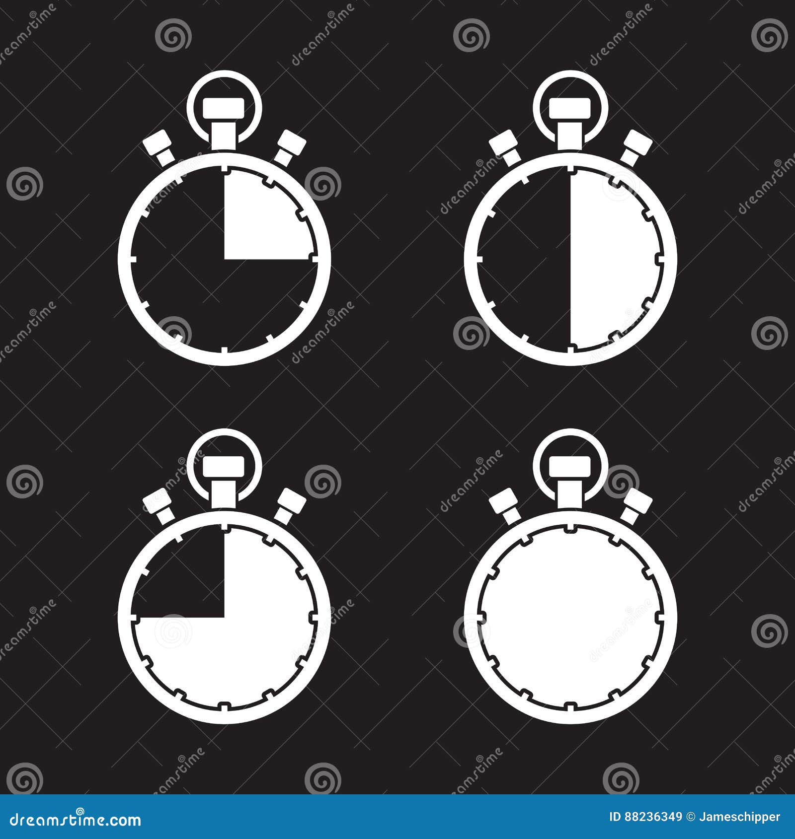 Stopwatch timer set stock vector. Illustration of counter - 88236349