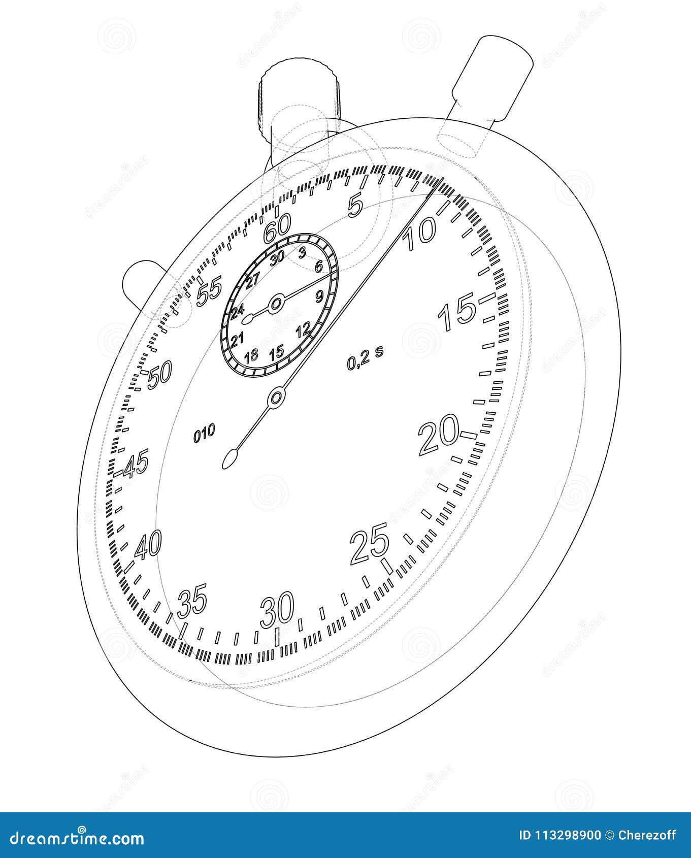 Stopwatch or timer sketch stock illustration. Illustration of blueprint ...