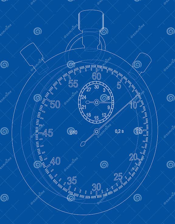 Stopwatch or Timer Sketch. Vector Stock Vector - Illustration of minute ...