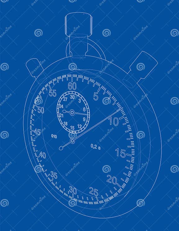 Stopwatch or Timer Sketch. Vector Stock Vector - Illustration of ...
