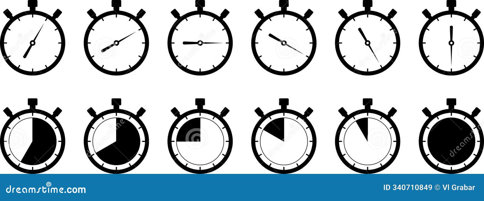 Shortest Time Limit Stopwatch Vector Icon Black And White Set Material ...