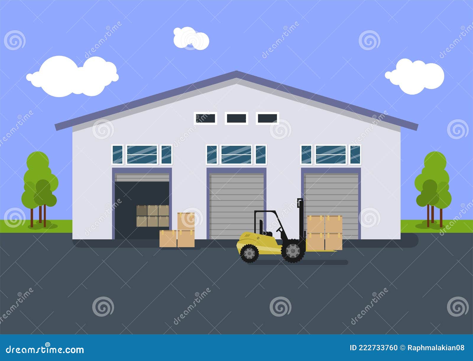 A Storage Area with a Warehouse Building Stock Vector - Illustration of ...