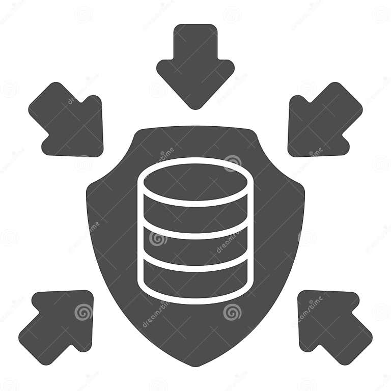 Storage Array on Shield with Arrows Solid Icon, Data Protection Concept ...