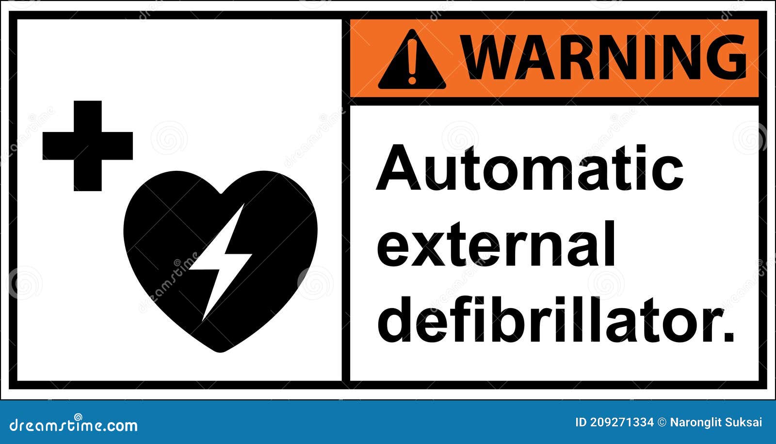 Automatic External Defibrillator. Safety Sign Cartoon Vector ...