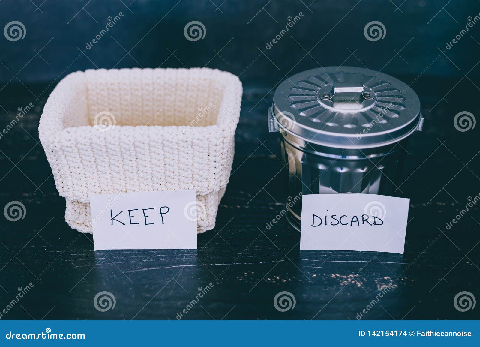 Storage Basket and Gargabe Bin To Select Which Items To Keep and Which ...
