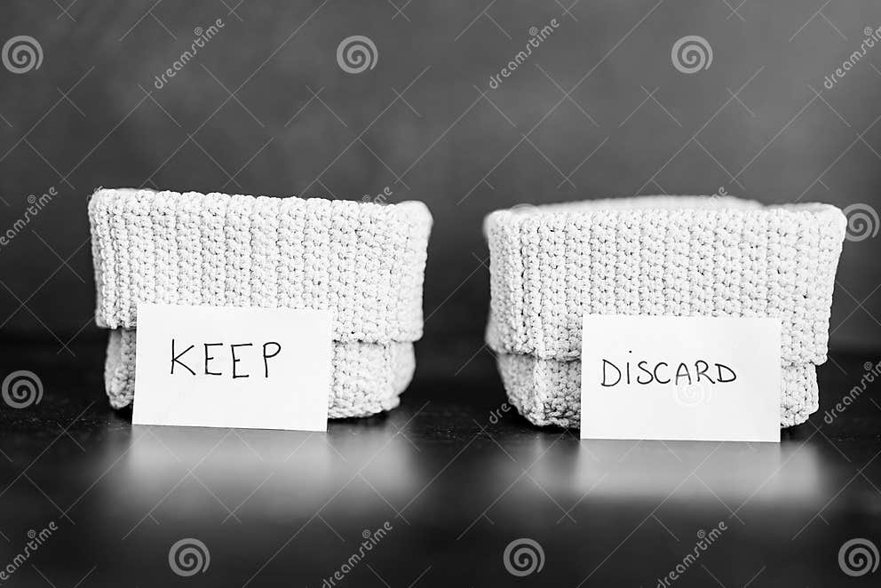 Storage Baskets To Divide Items To Keep from those To Declutter or ...