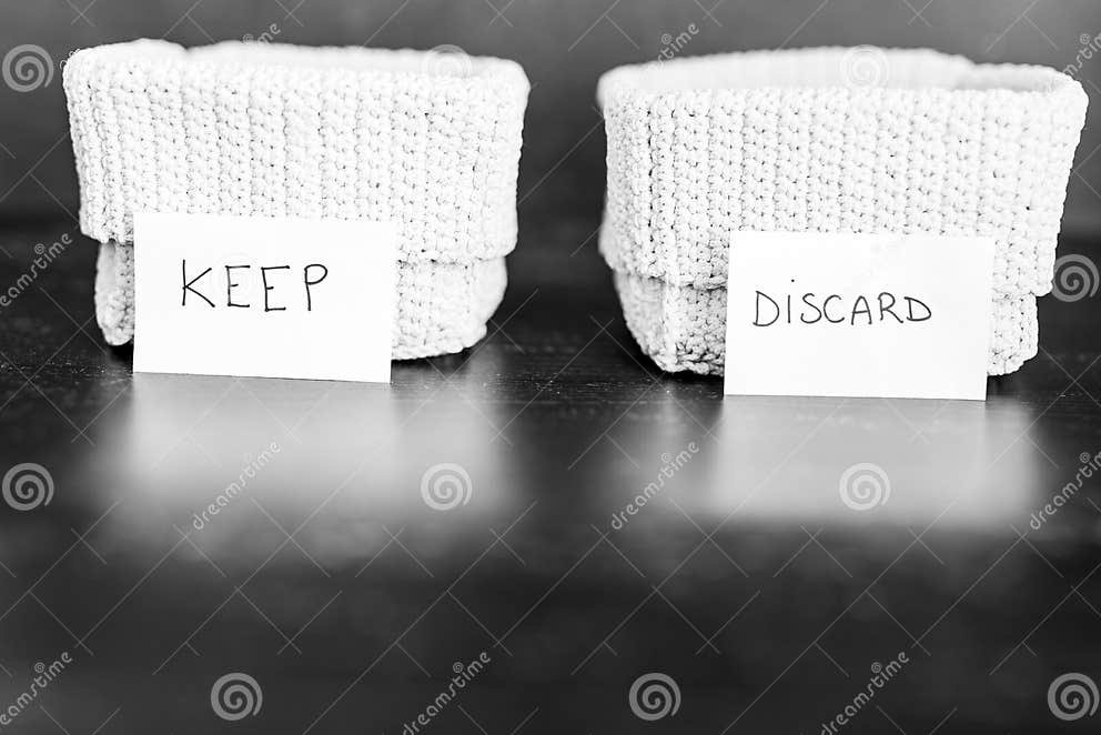 Storage Baskets To Divide Items To Keep from those To Declutter or ...