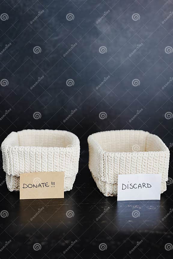 Storage Baskets To Divide Items To Keep from those To Declutter or ...