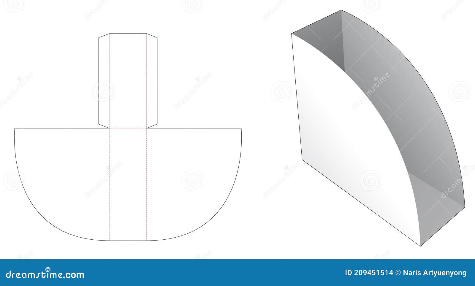 Curved Edge Tall Box With Stenciled Triangle Die Cut Template Vector ...