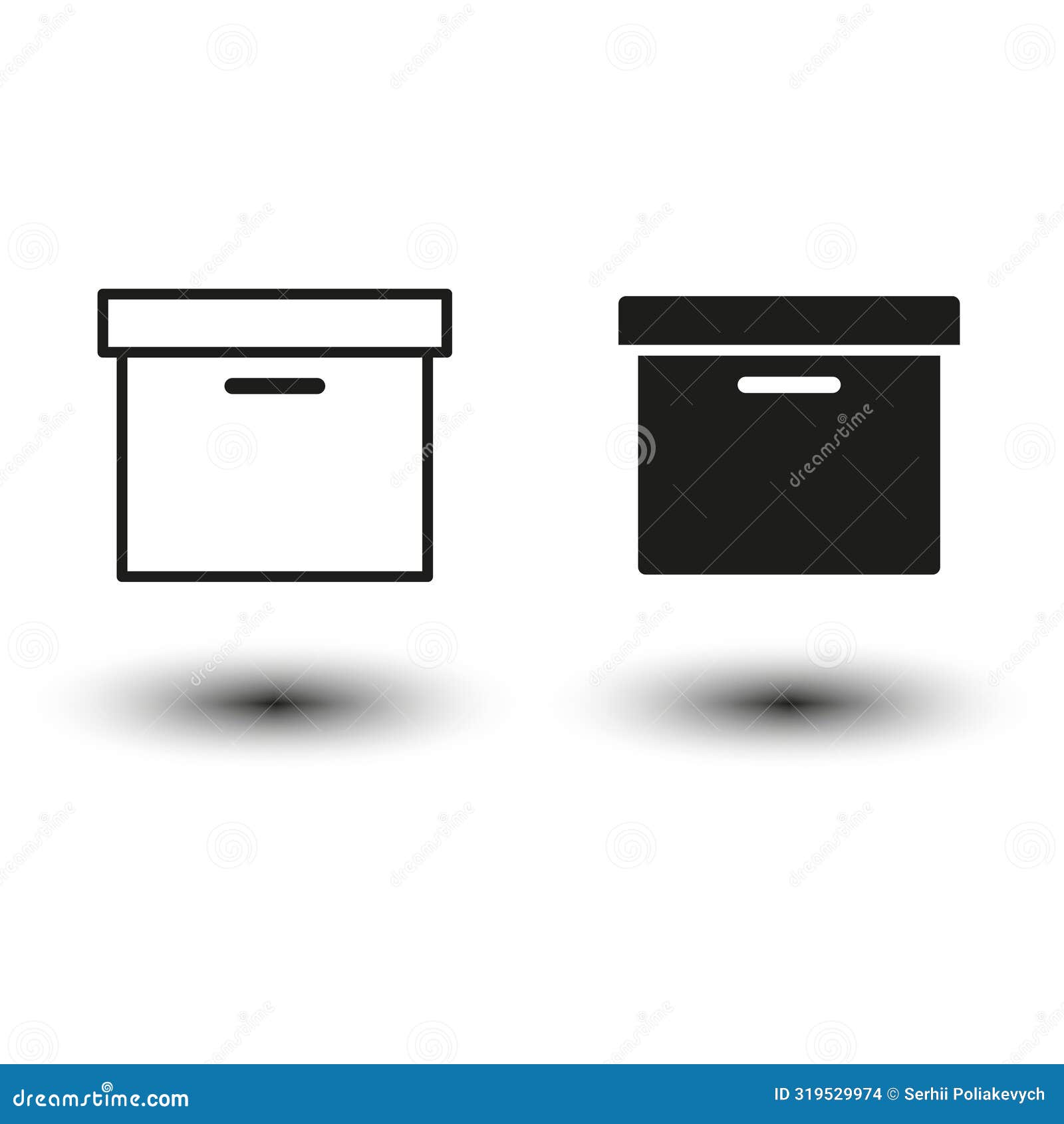 Storage Box Vector Icons. Monochrome Container Illustrations. Simple ...