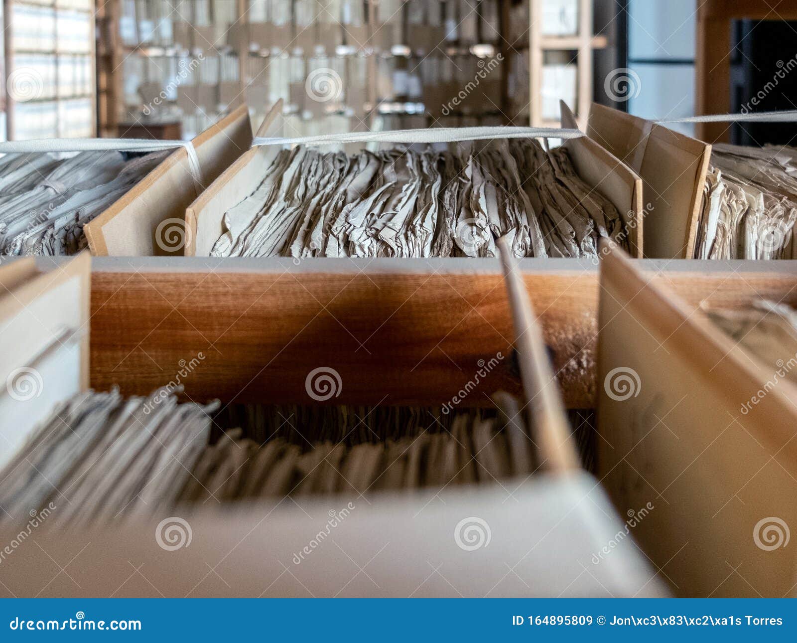 Old File Storage Boxes on Paper Stock Image - Image of education ...