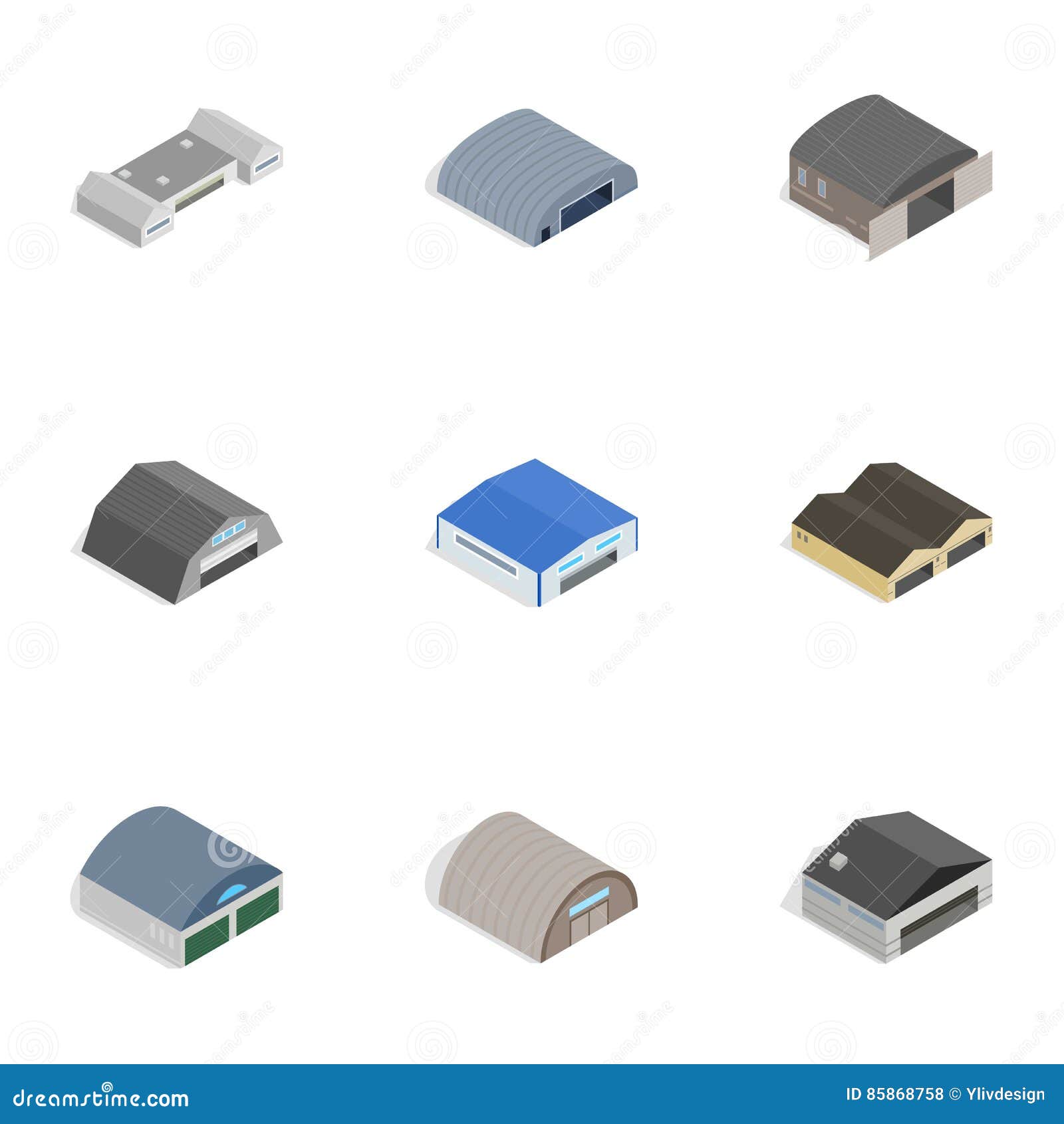 Storage Building Icons, Isometric 3d Style Stock Vector - Illustration ...