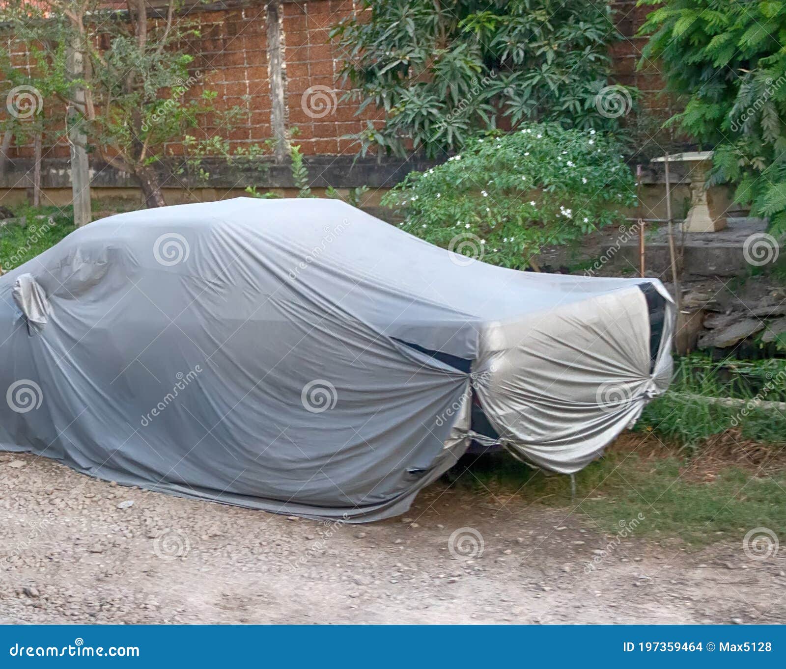Storage of Car Under Protective Cover Stock Photo - Image of guard ...