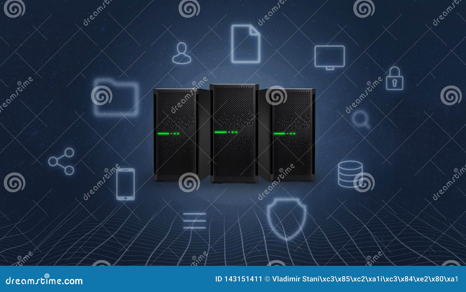 Storage, Cloud, Server Station Surrounded with Concept Internet ...