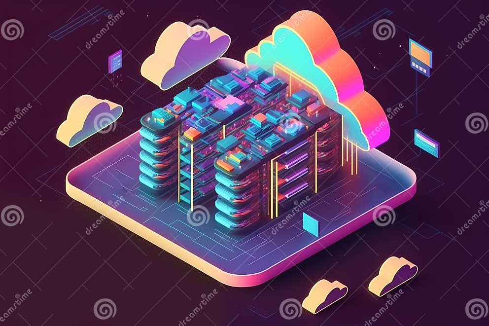 Storage Cloud Virtual Data Server Cyber Technology Stock Photo - Image ...