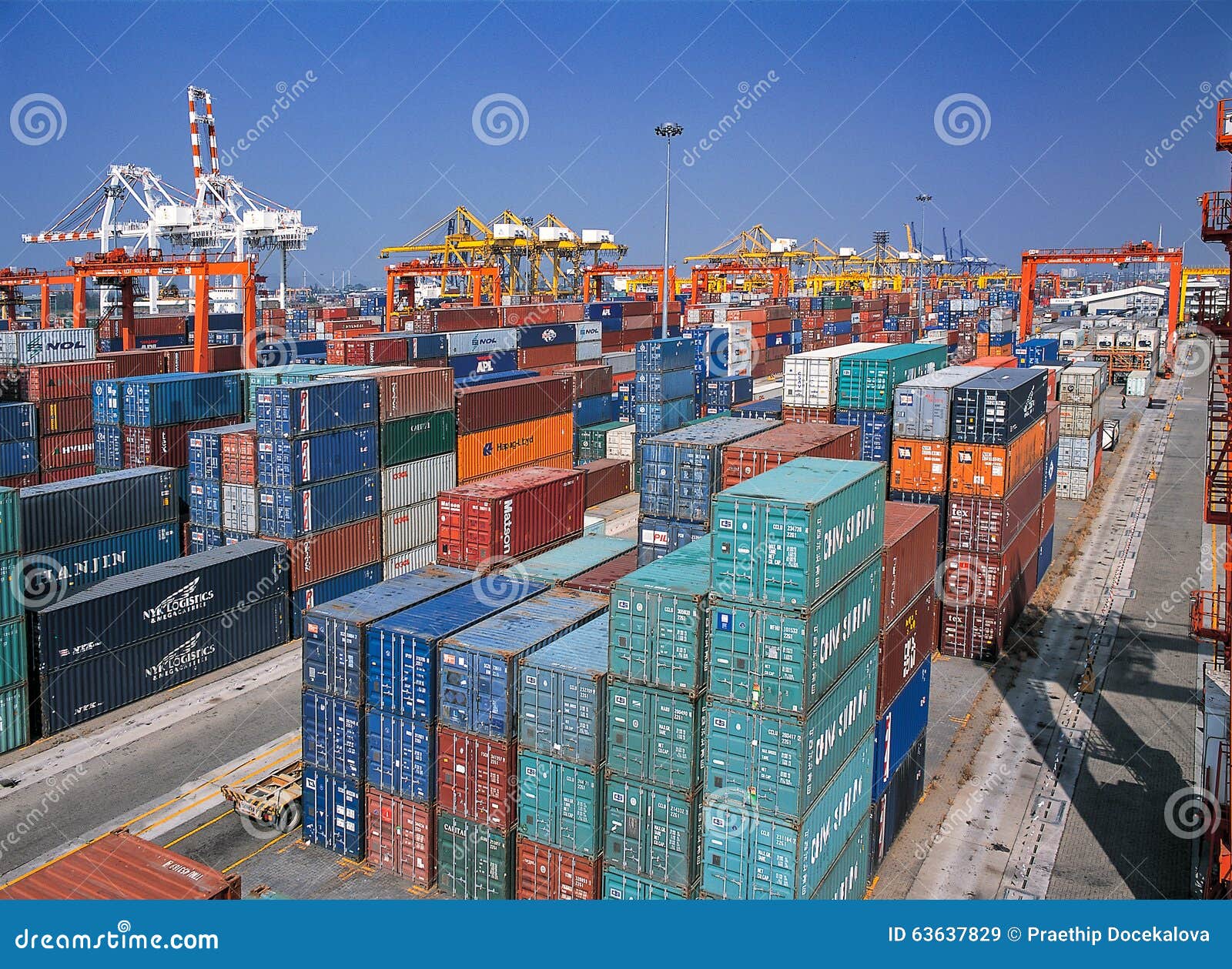 Storage containers in Port editorial stock image. Image of containers ...