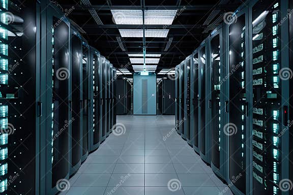 Storage Data Center, Featuring Racks of Servers and High Performance ...