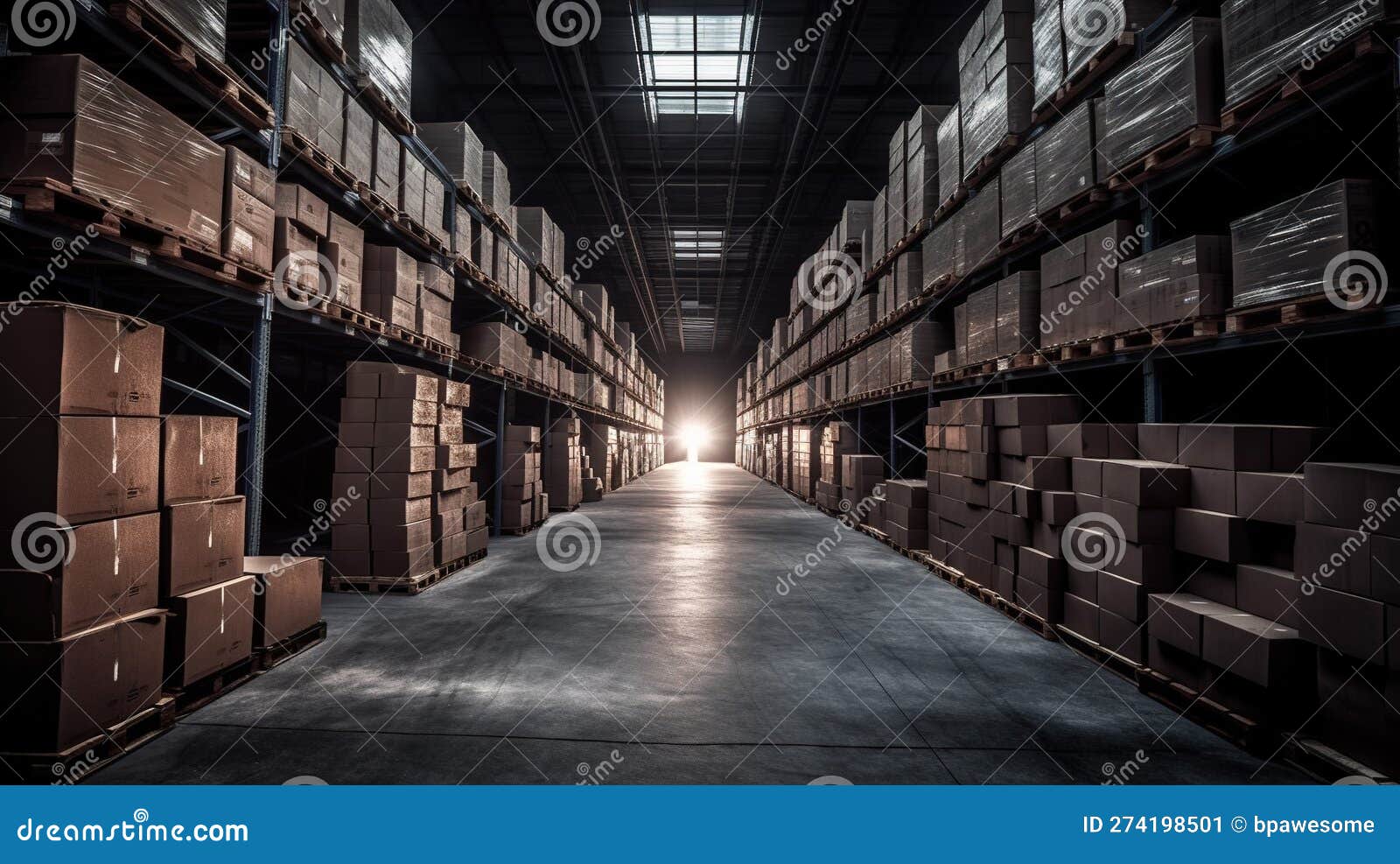 Storage and Distribution with Modern Large Warehouse with Boxes ...