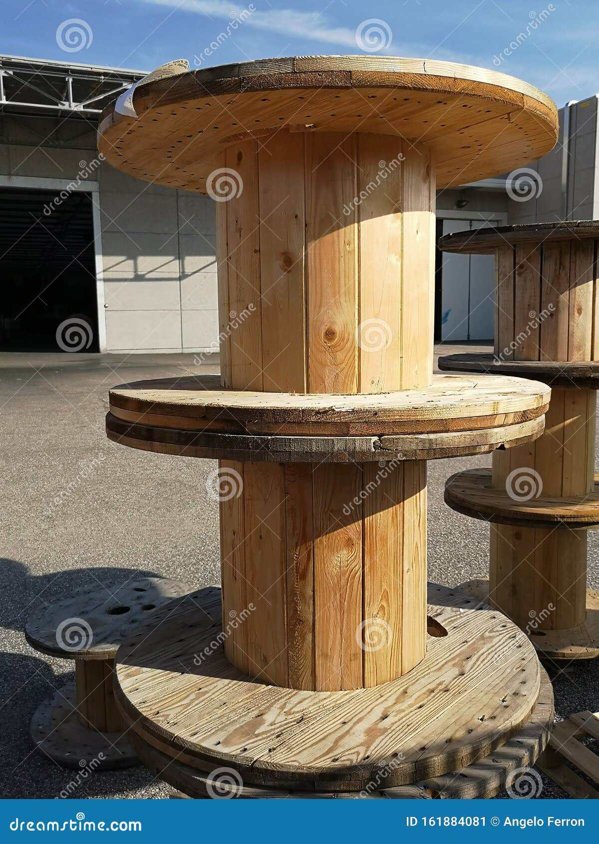 Storage of Empty Wooden Reels Stock Image - Image of reels, electricity ...