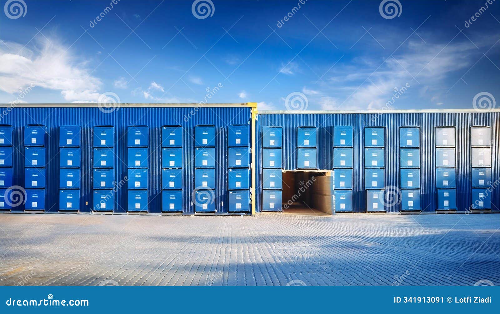 Storage Facilities Service with Card Boxes in Blue Terminal Cell Stock ...