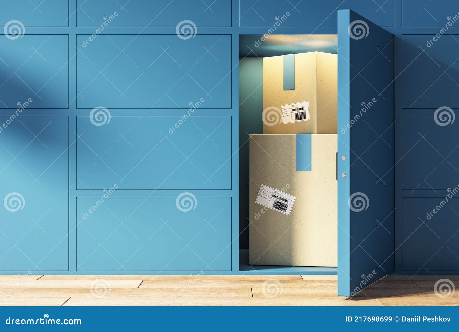 Storage Facilities Service with Card Boxes in Blue Terminal Cell Stock ...
