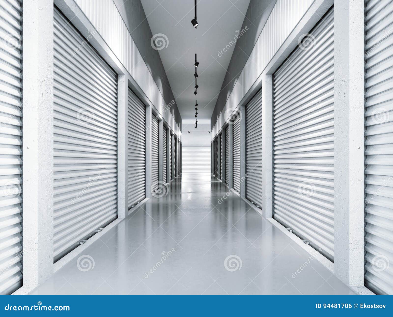 Storage Facilities with White Doors. 3d Rendering Stock Photo - Image ...