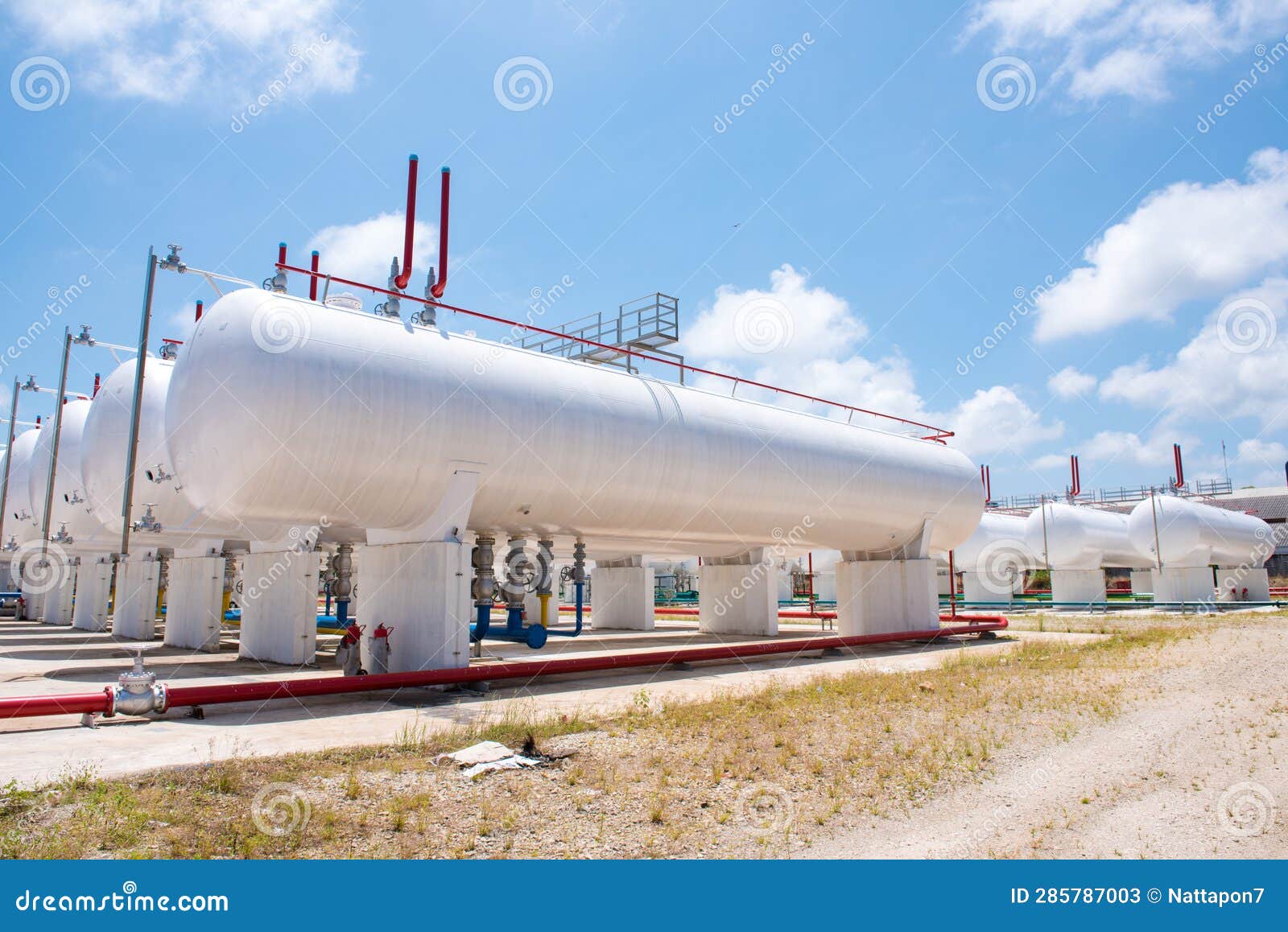 Storage of Gasoline in the Horizontal Tanks and Pipeline. Stock Image ...