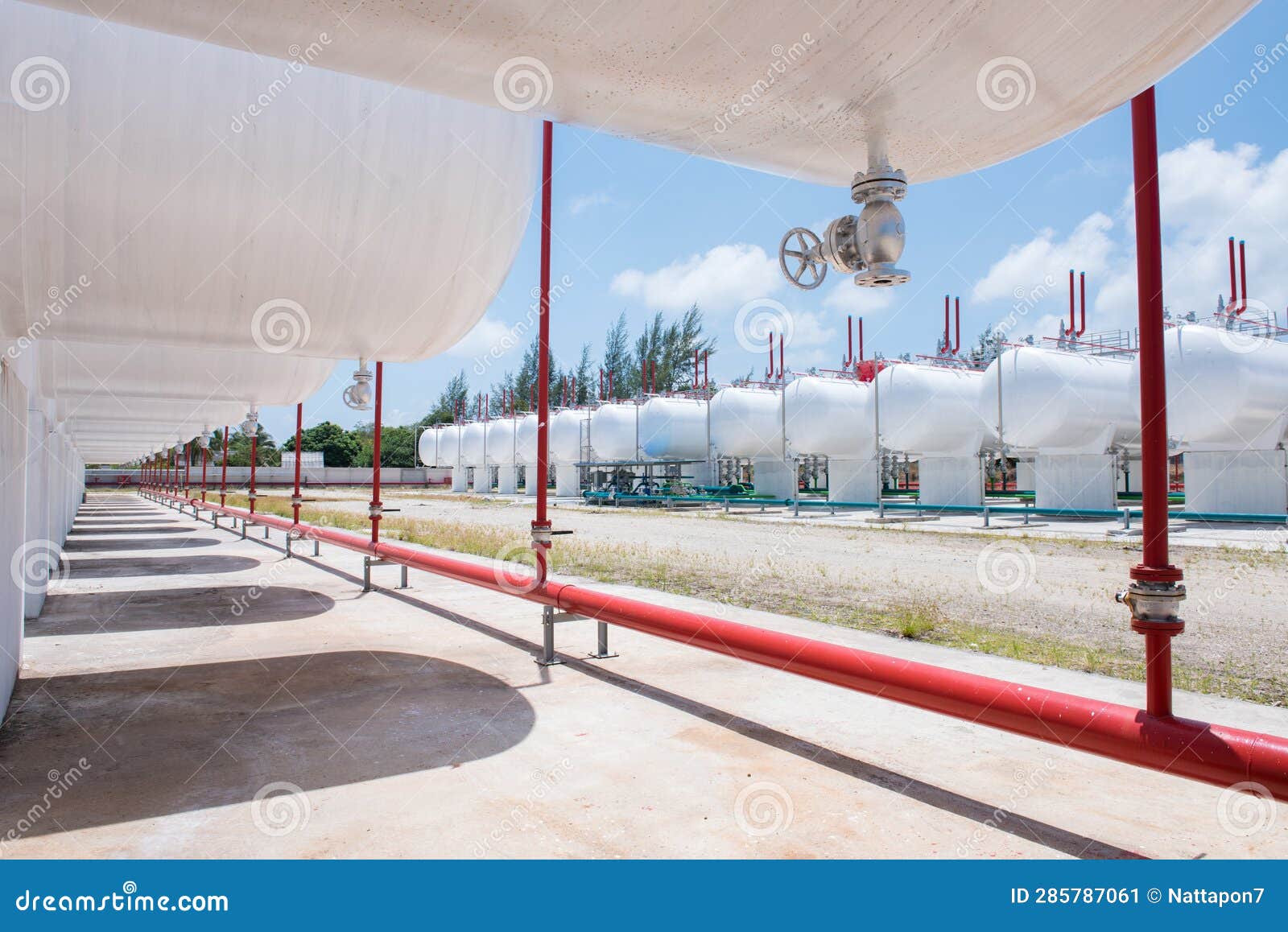 Storage of Gasoline in the Horizontal Tanks and Pipeline Stock Image ...