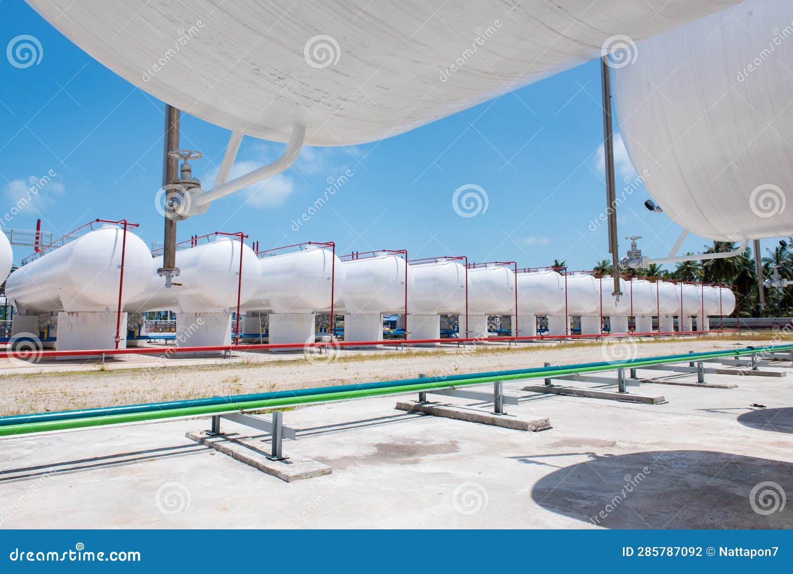 Storage of Gasoline in the Horizontal Tanks and Pipeline Stock Photo ...