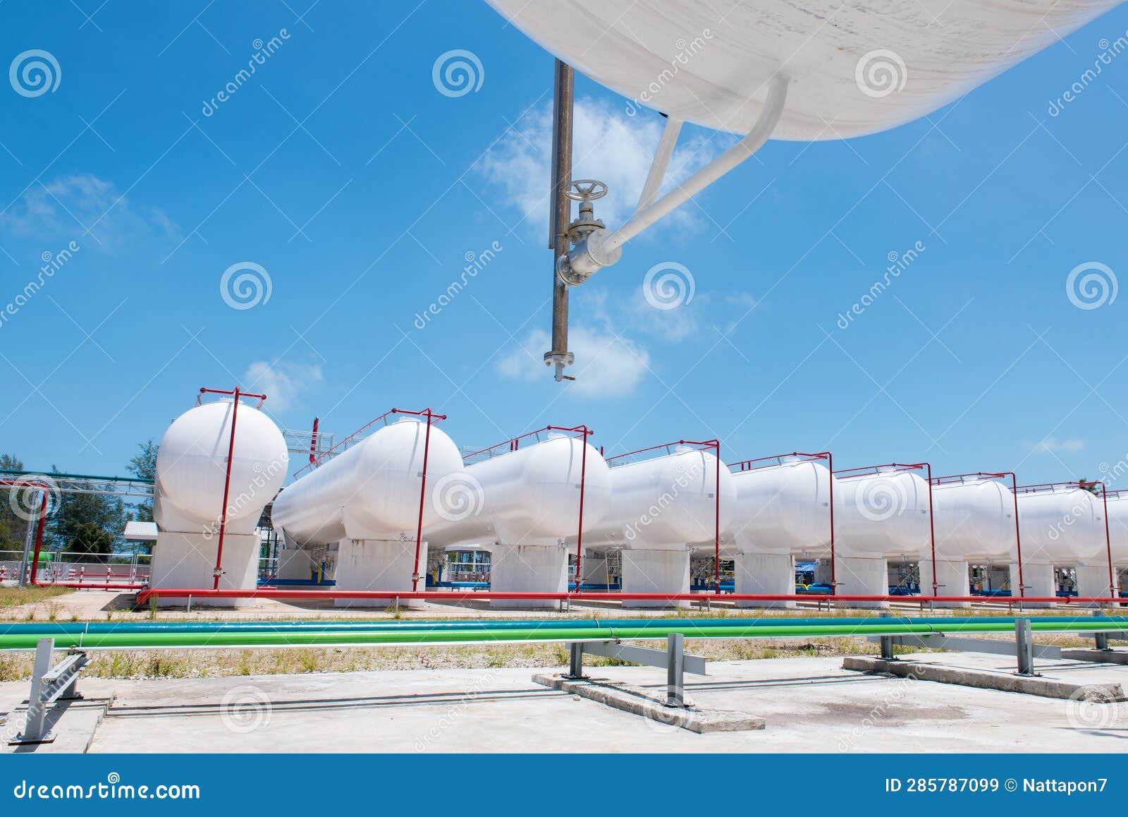 Storage of Gasoline in the Horizontal Tanks and Pipeline Stock Image ...