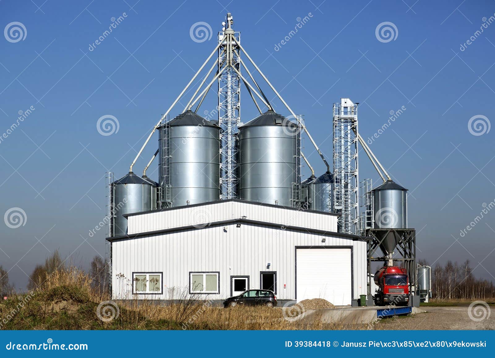 Storage of Grain, in Metal Silos Stock Photo - Image of barley, canola ...