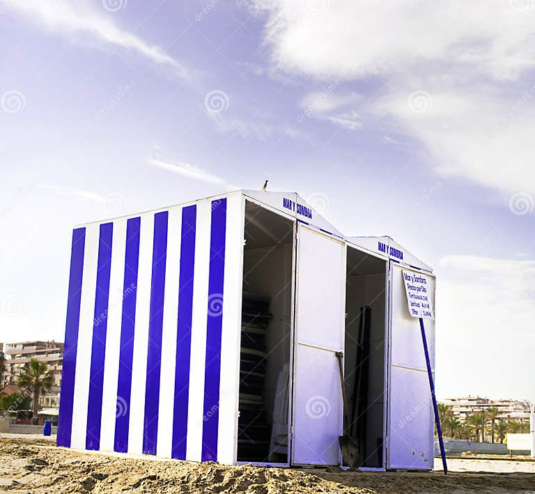 Storage Huts on the Beach stock photo. Image of european - 11937102