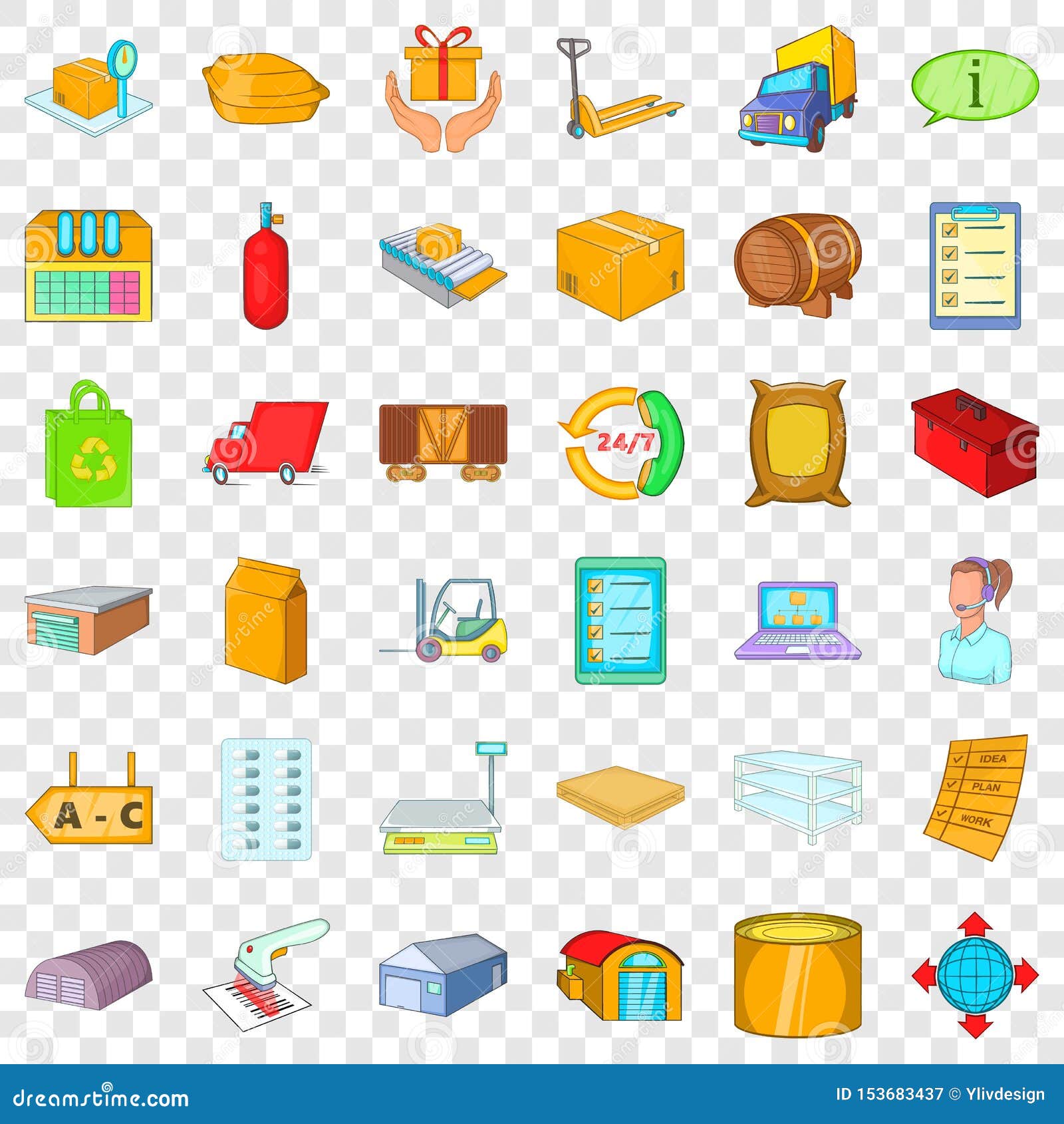 Storage Icons Set, Cartoon Style Stock Vector - Illustration of ...