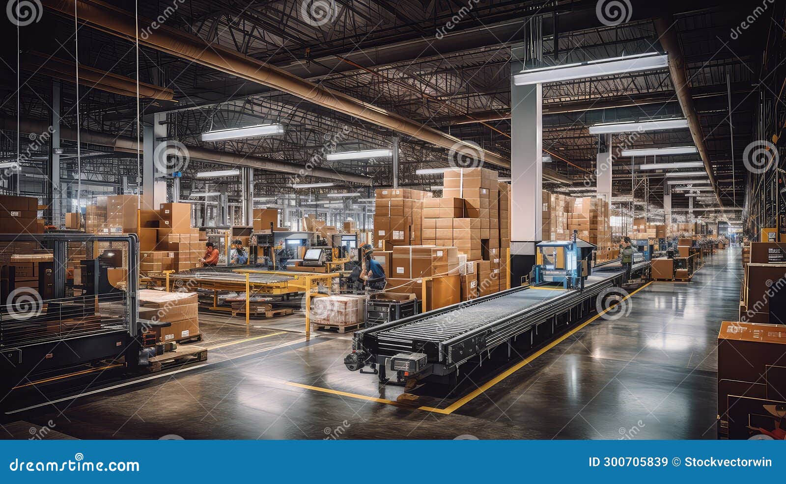 Inside The Warehouse, Distribution And Packaging Of Goods Is Automated ...