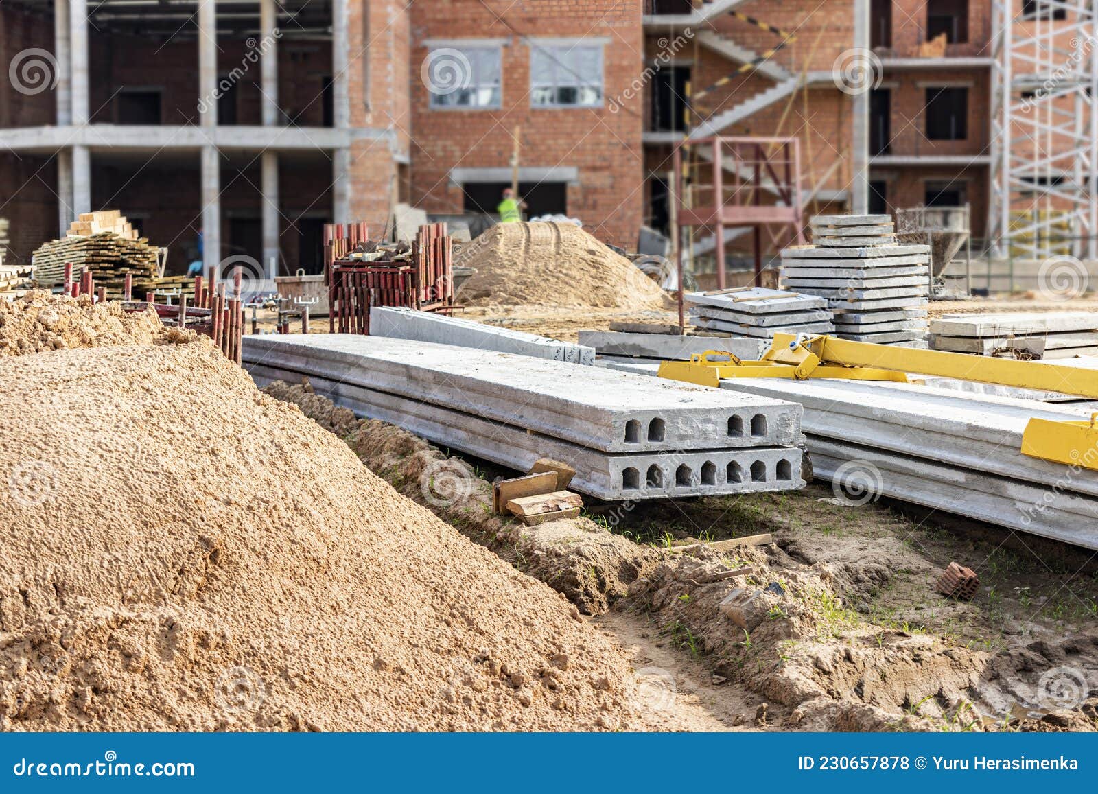 Storage of Materials at the Construction Site. Reinforced Concrete ...