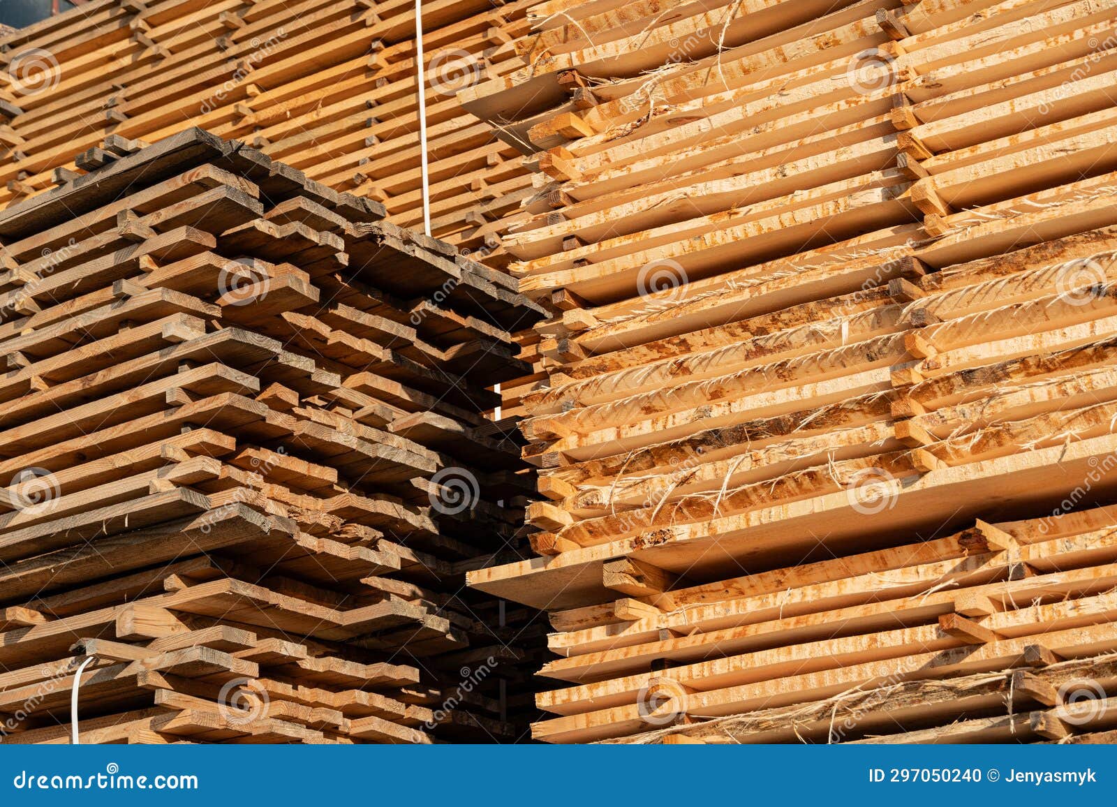 Storage of Piles of Wooden Boards on the Sawmill Stock Photo - Image of ...