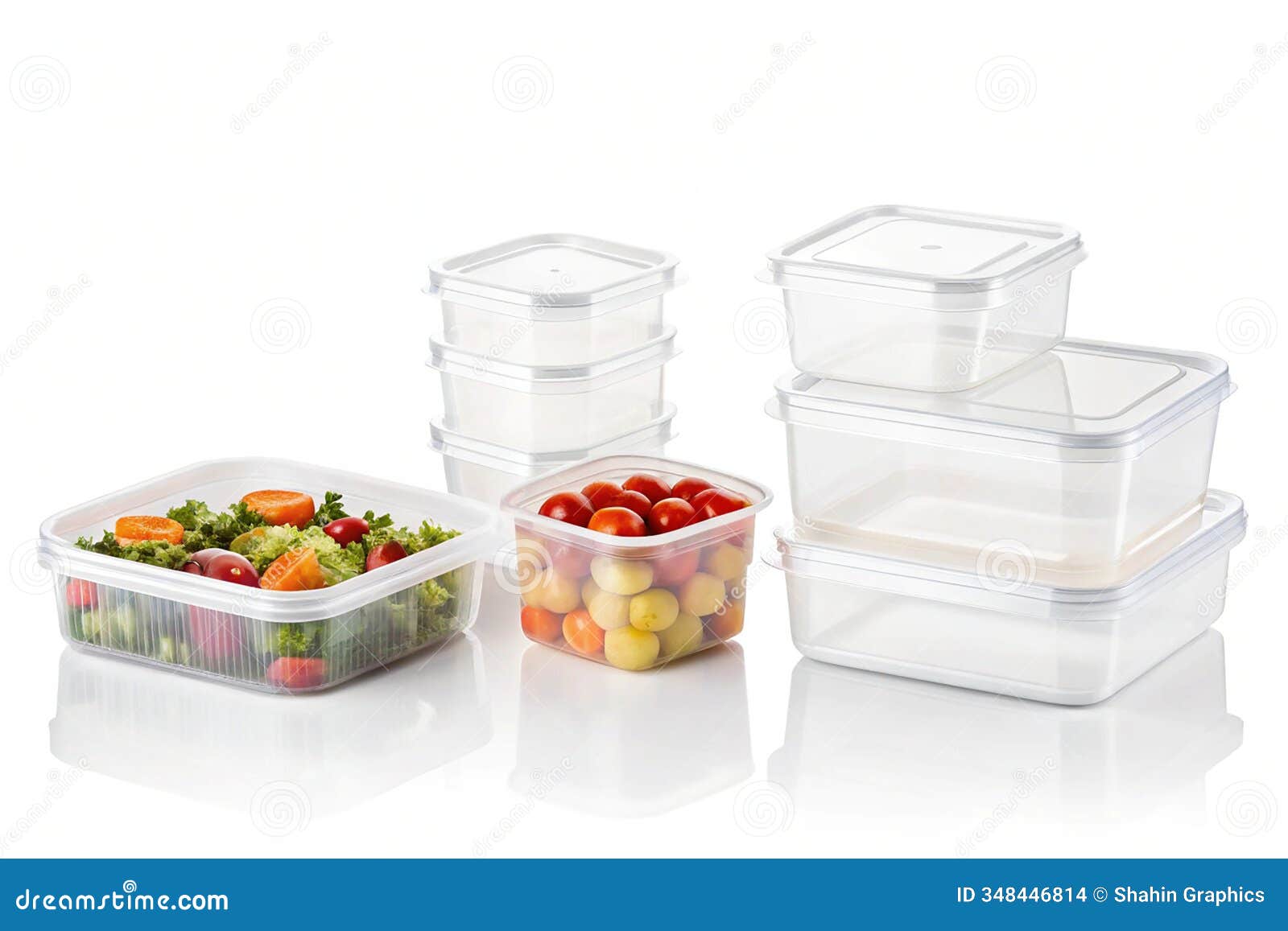 Storage Plastic Food Containers Over White Stock Photo - Image of stack ...