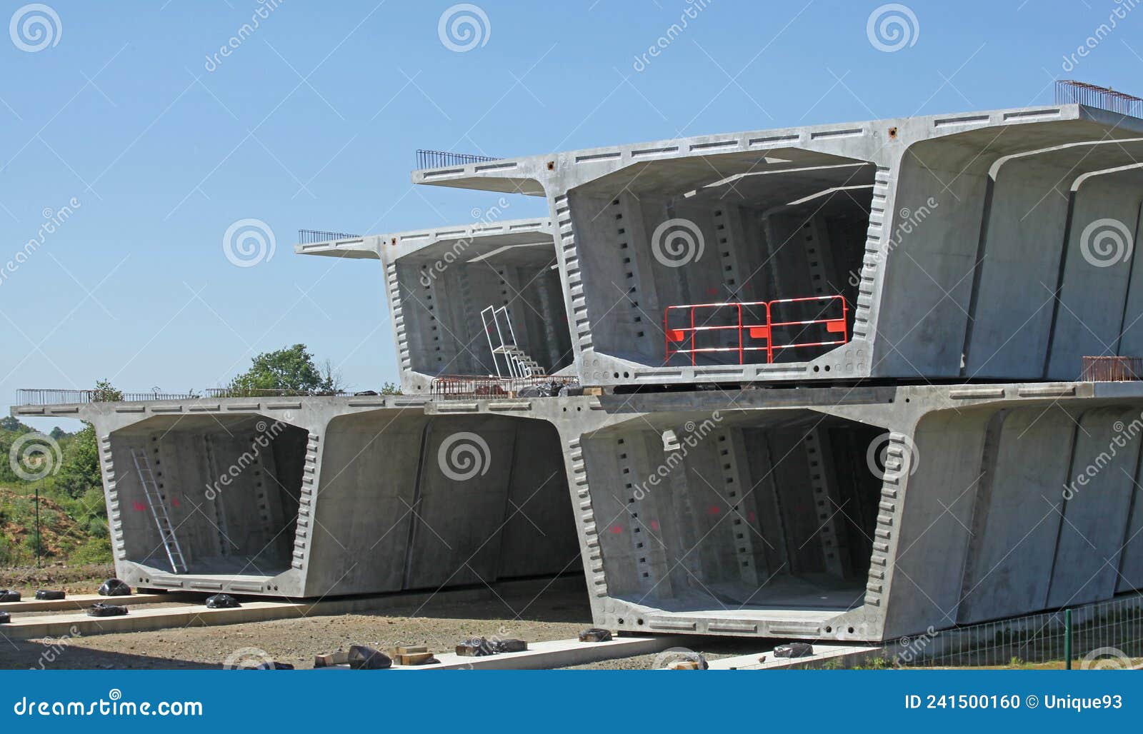 Prefabricated Structural Elements of Concrete Bridge Stock Photo ...