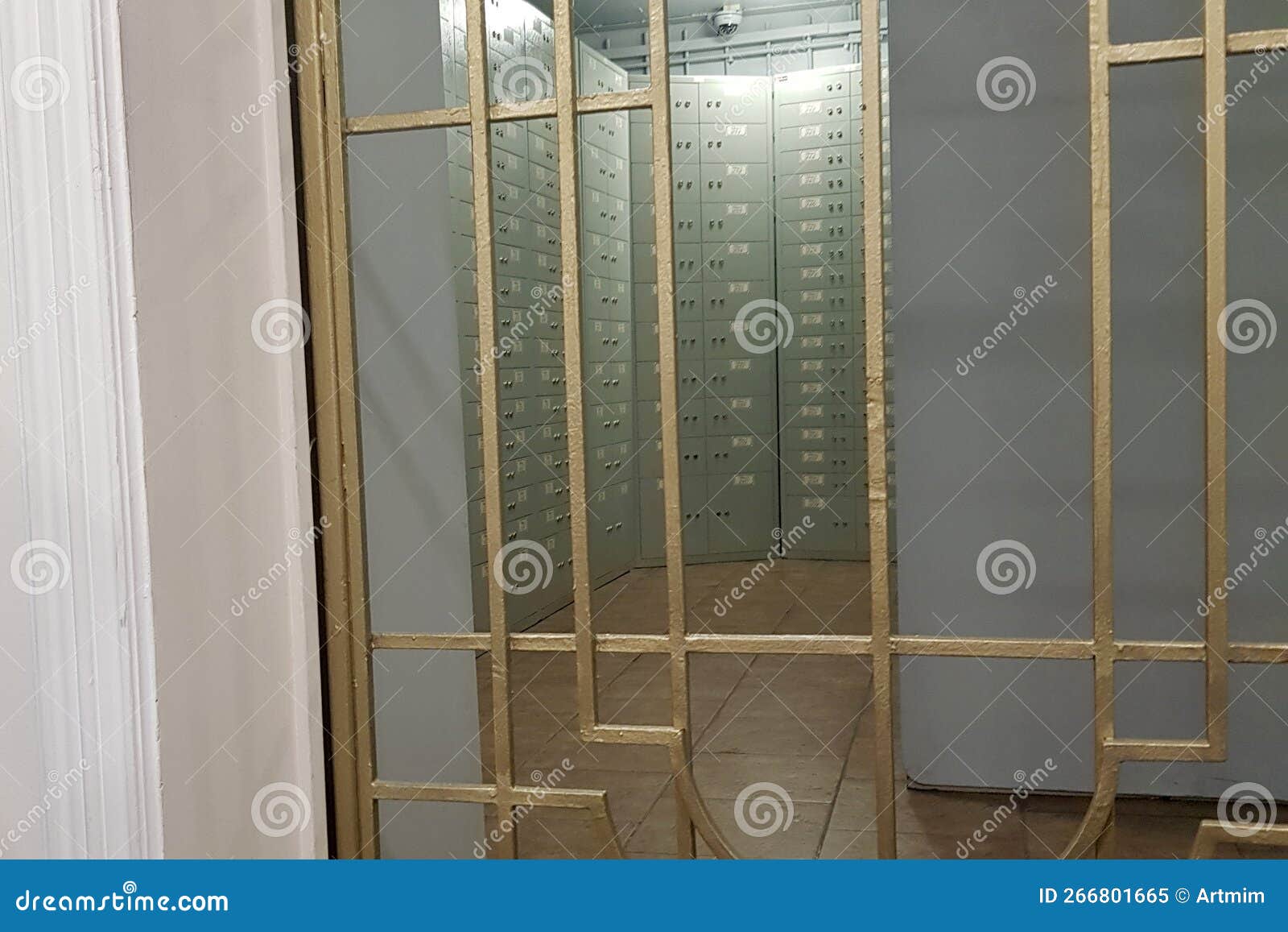 Storage with Private Deposit Grey Boxes in the Bank by the Bars Stock ...