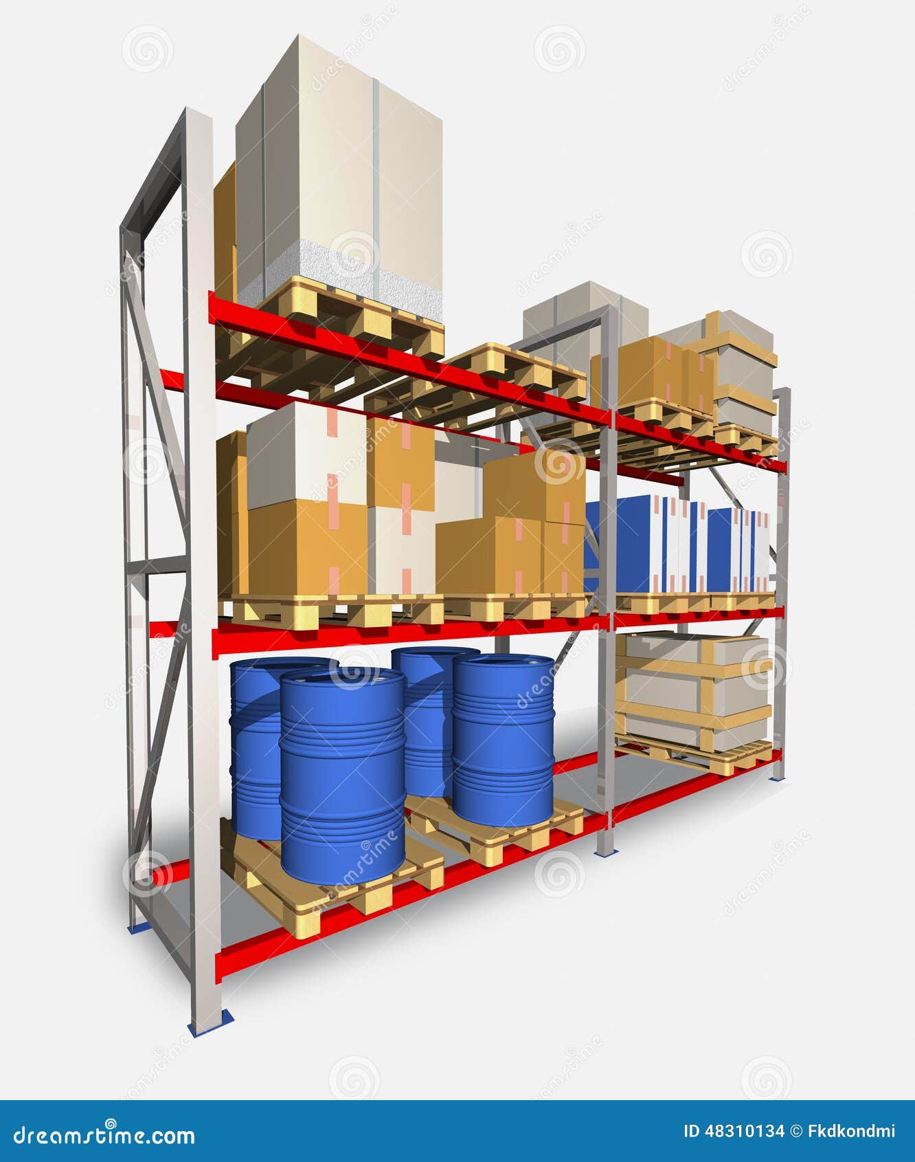 Storage Racks and Pallets with Various Products. Stock Illustration ...