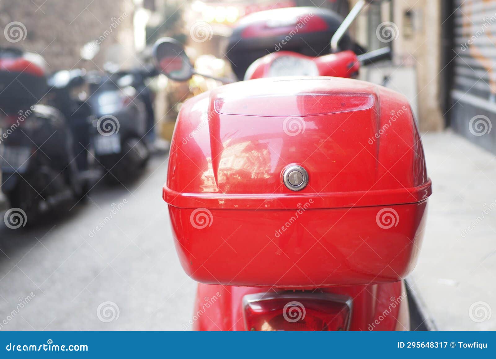 Storage Red Box on Back of Motorcycle. Stock Image - Image of storage ...
