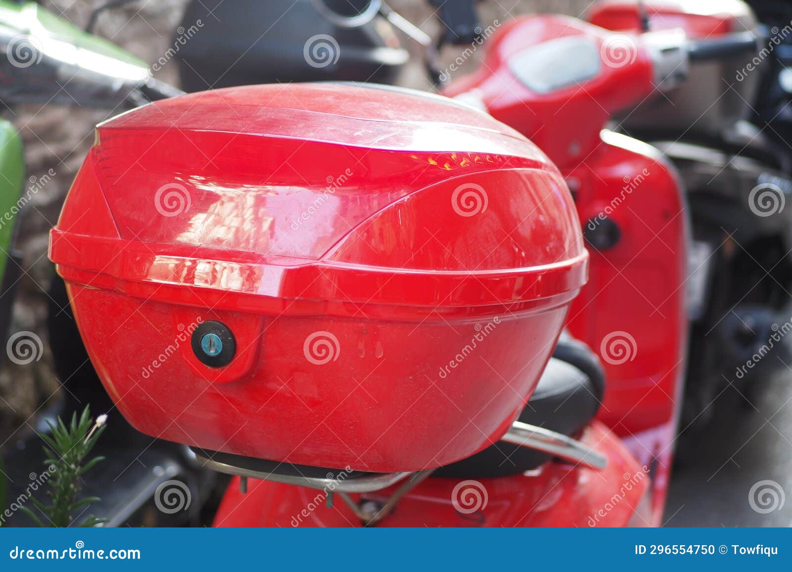 Storage Red Box on Back of Motorcycle. Stock Photo - Image of baggage ...