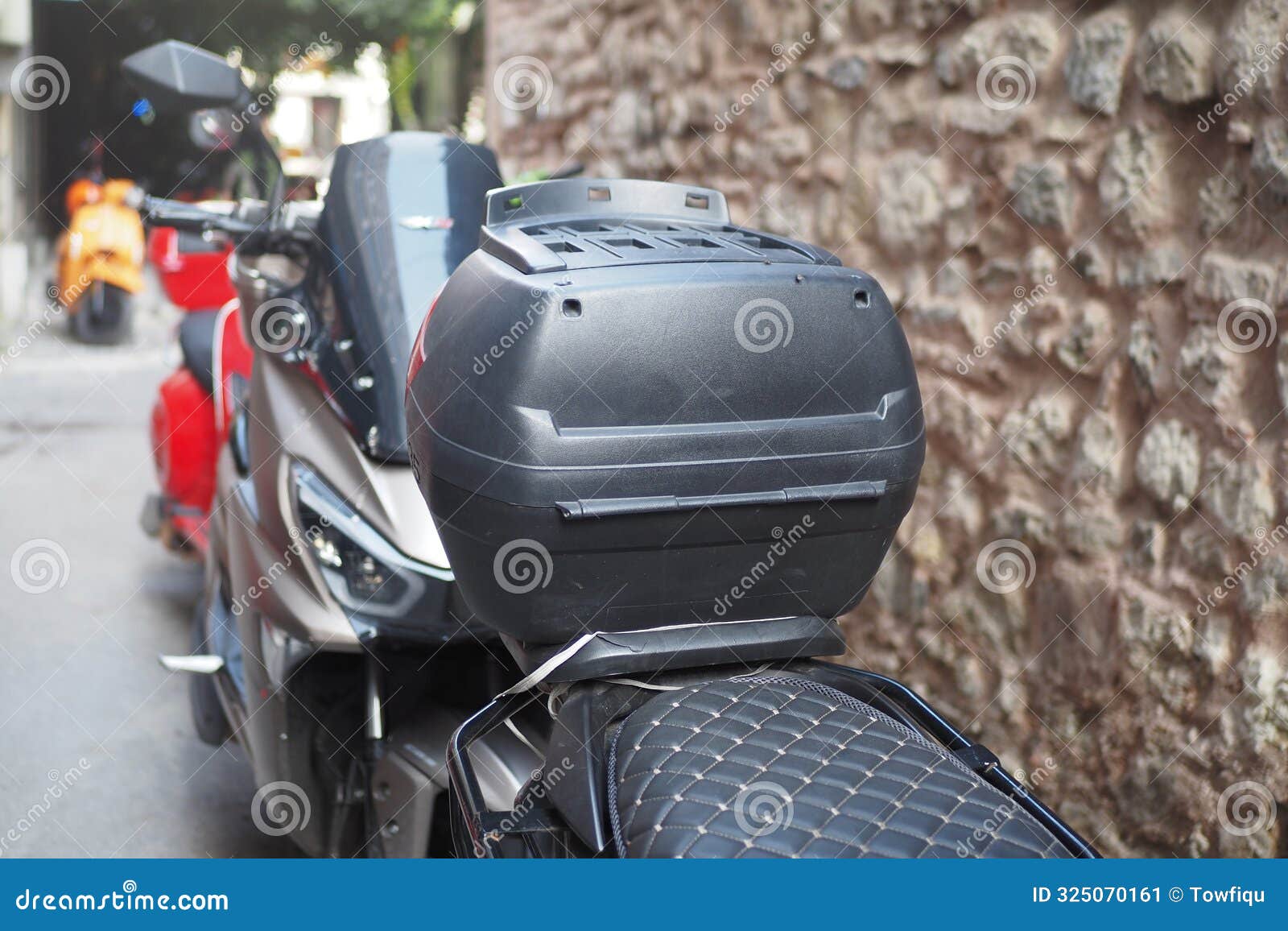 Storage Red Box on Back of Motorcycle. Stock Image - Image of ...