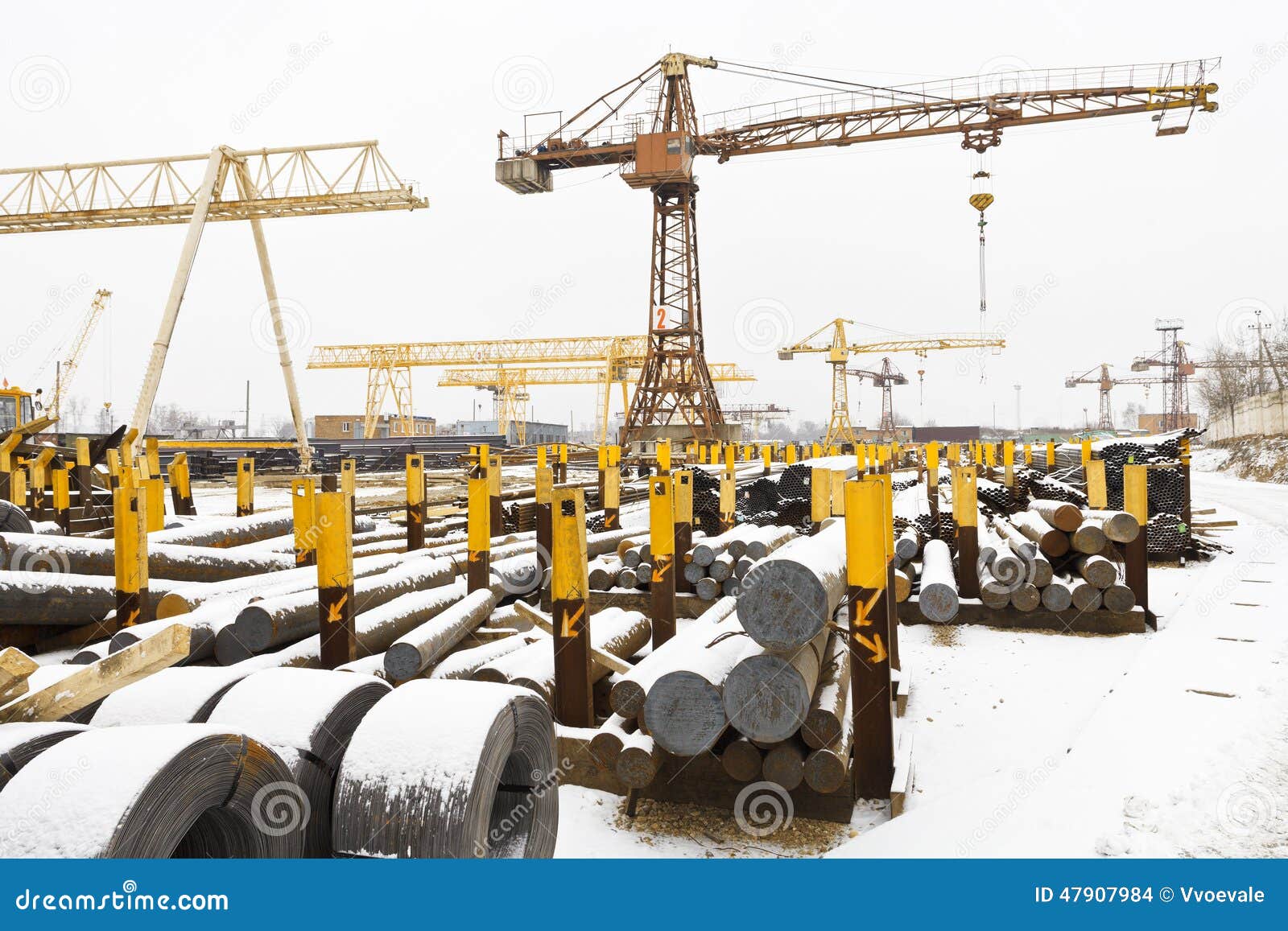 Storage of Reinforcing Steel Rolls and Metal Bars Stock Photo - Image ...
