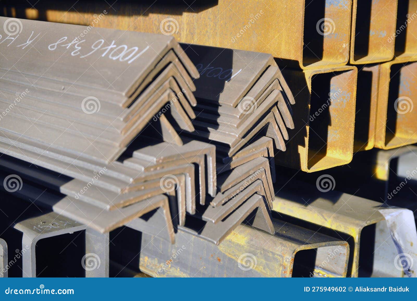 Rolled Metal Profile In A Metal Products Warehouse. Steel Profiles For ...